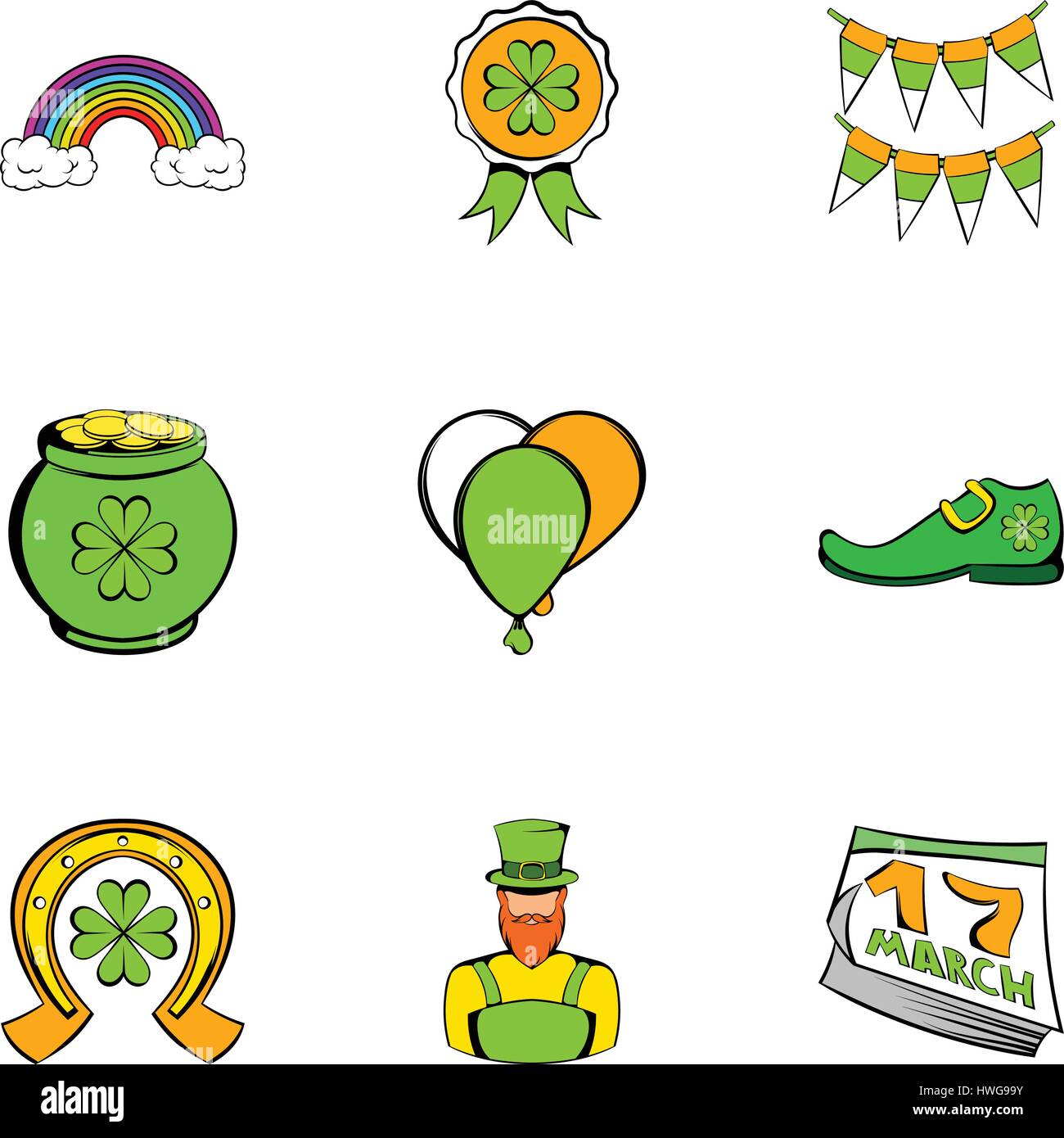Saint patrick icons set, cartoon style Stock Vector Image & Art - Alamy