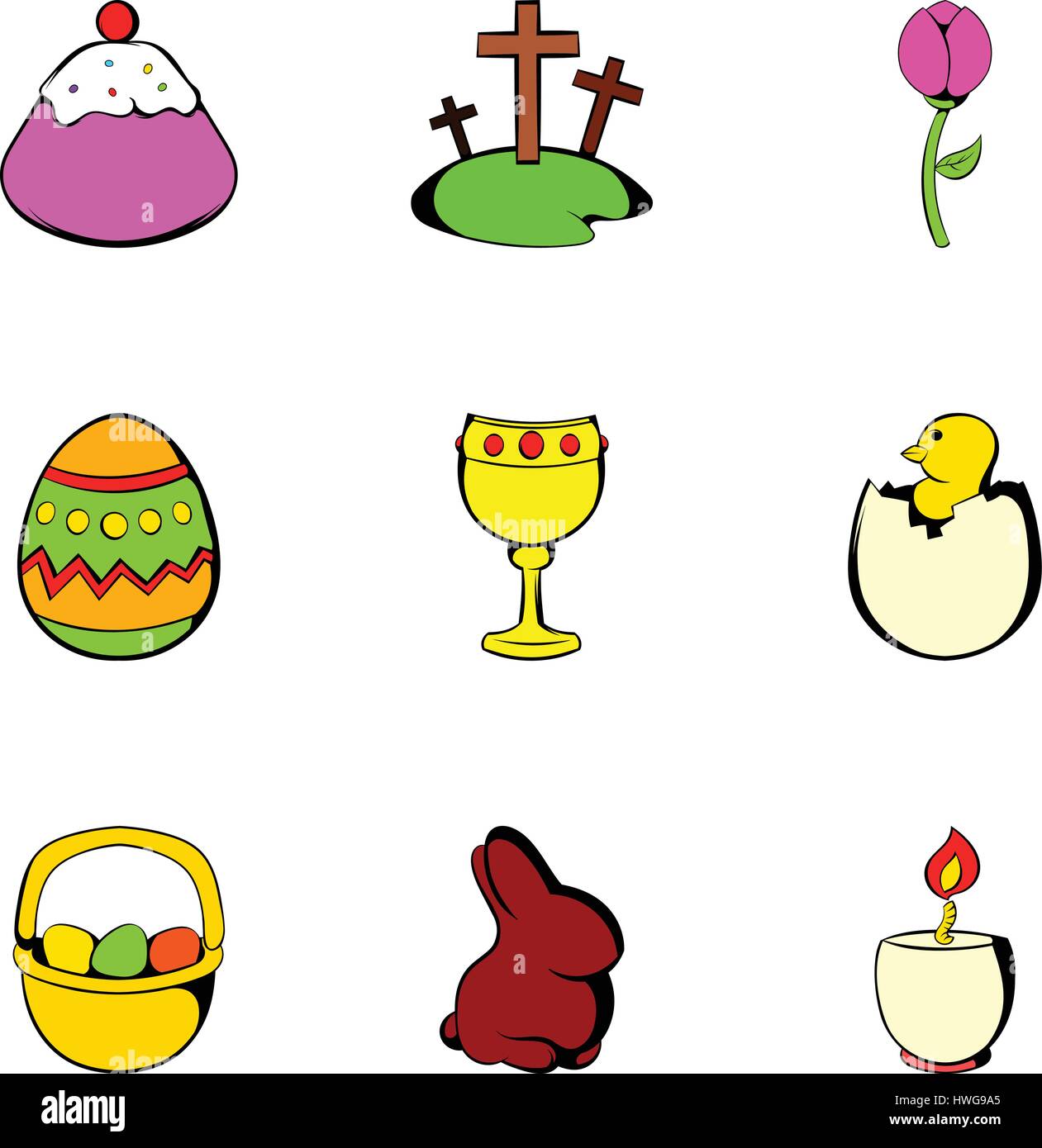 Easter holiday icons set, cartoon style Stock Vector Image & Art - Alamy