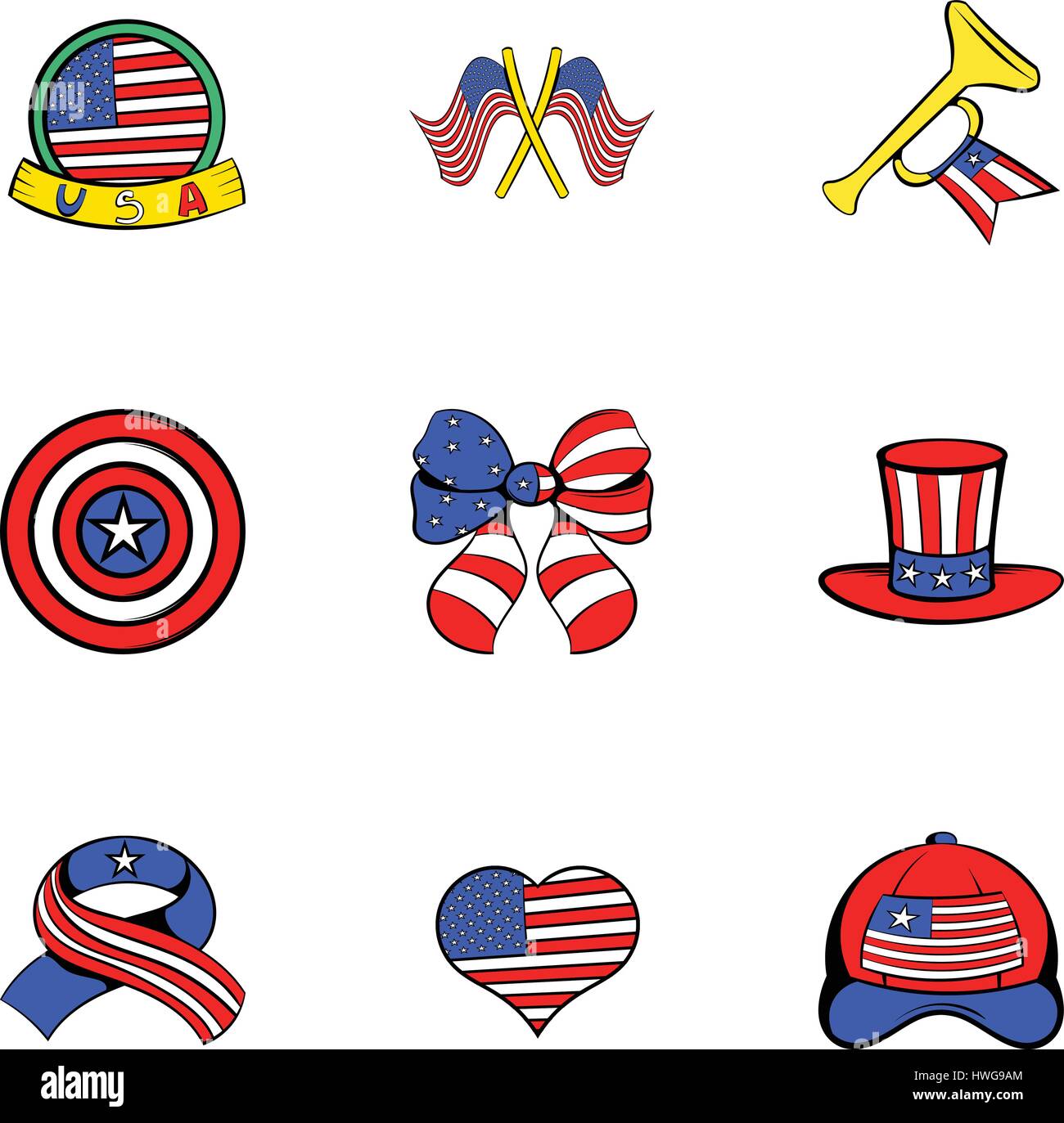 American emblem icons set, cartoon style Stock Vector Image & Art - Alamy