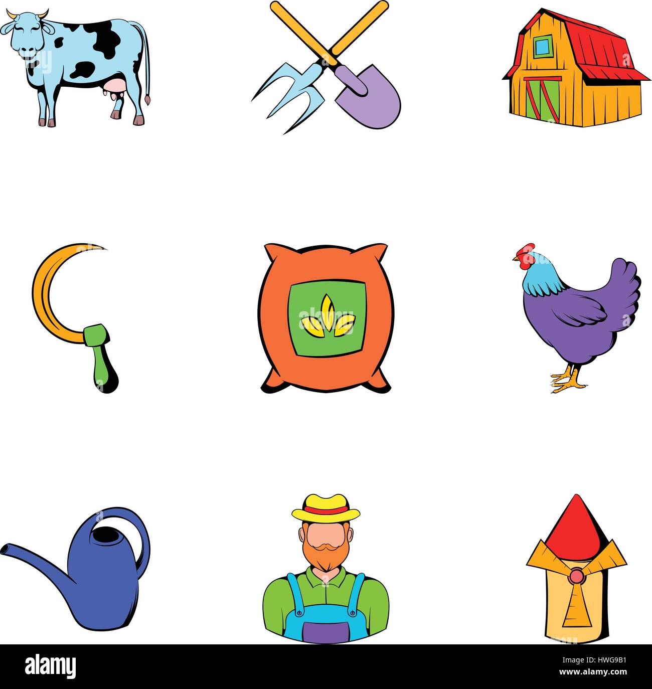 Farm icons set, cartoon style Stock Vector Image & Art - Alamy