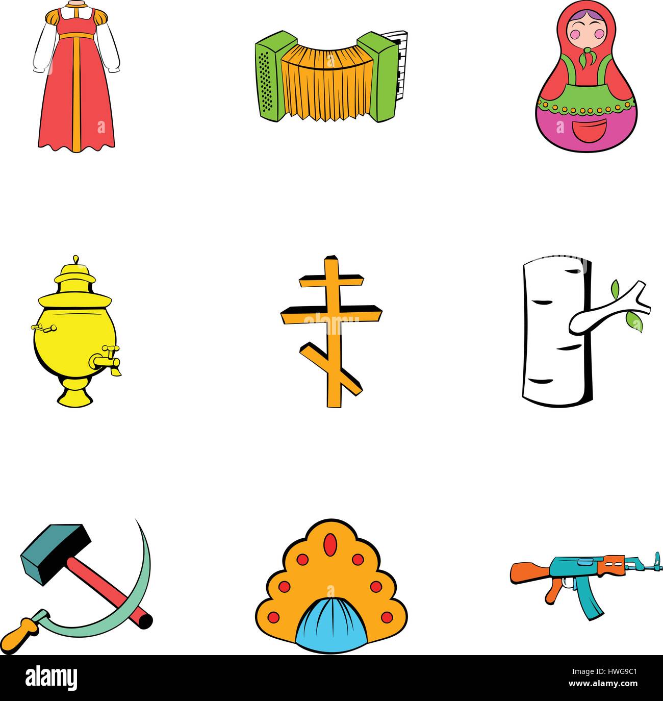 Russian emblem icons set, cartoon style Stock Vector Image & Art - Alamy