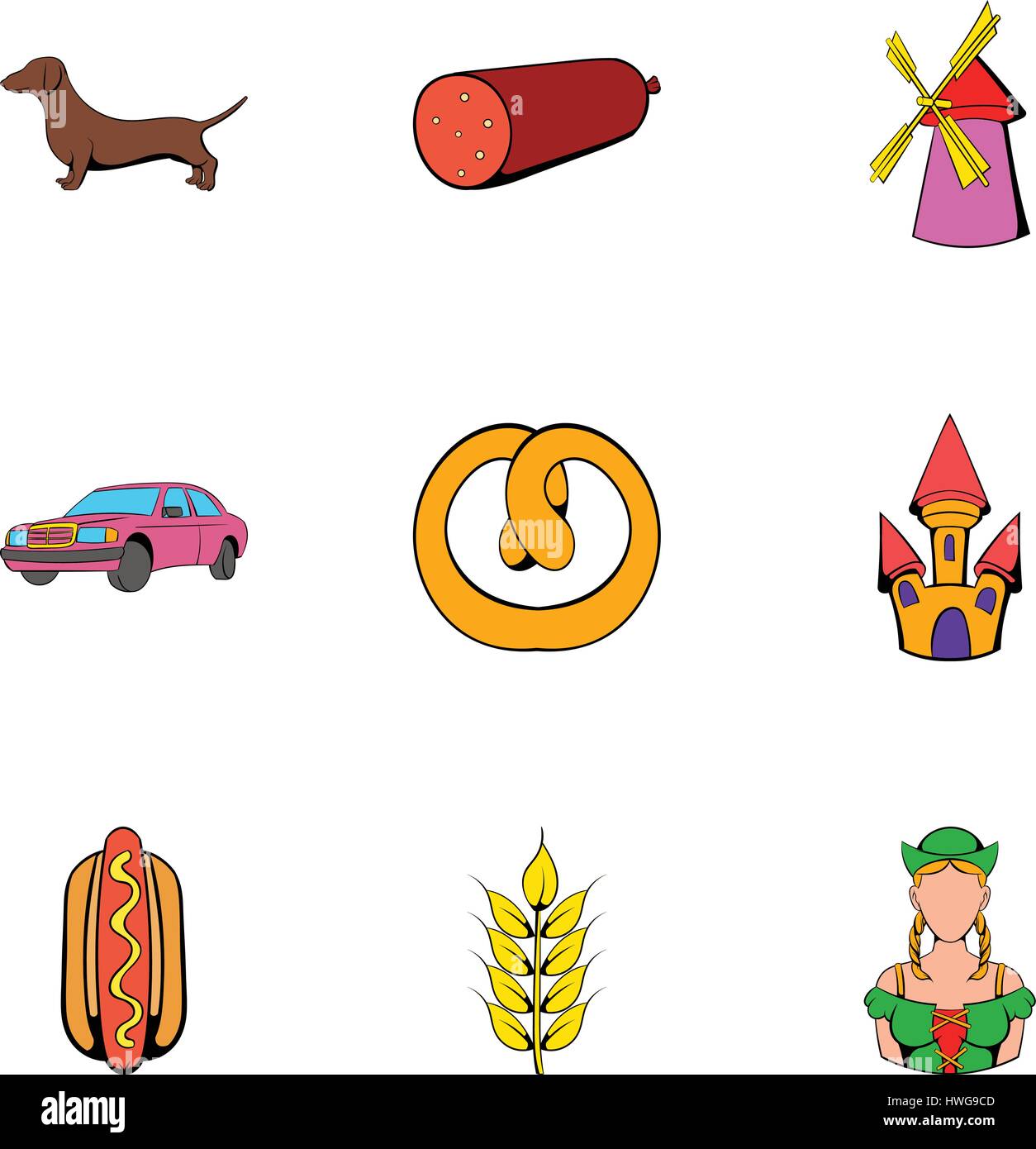 Deutschland icons set, cartoon style Stock Vector Image & Art - Alamy