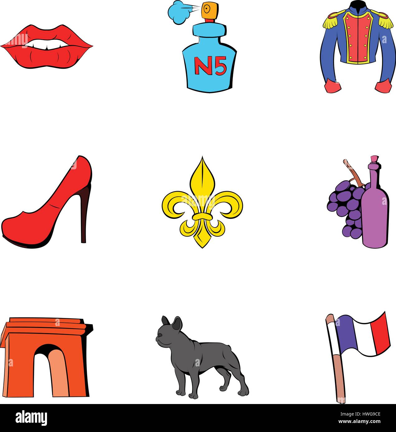 France icons set, cartoon style Stock Vector Image & Art - Alamy