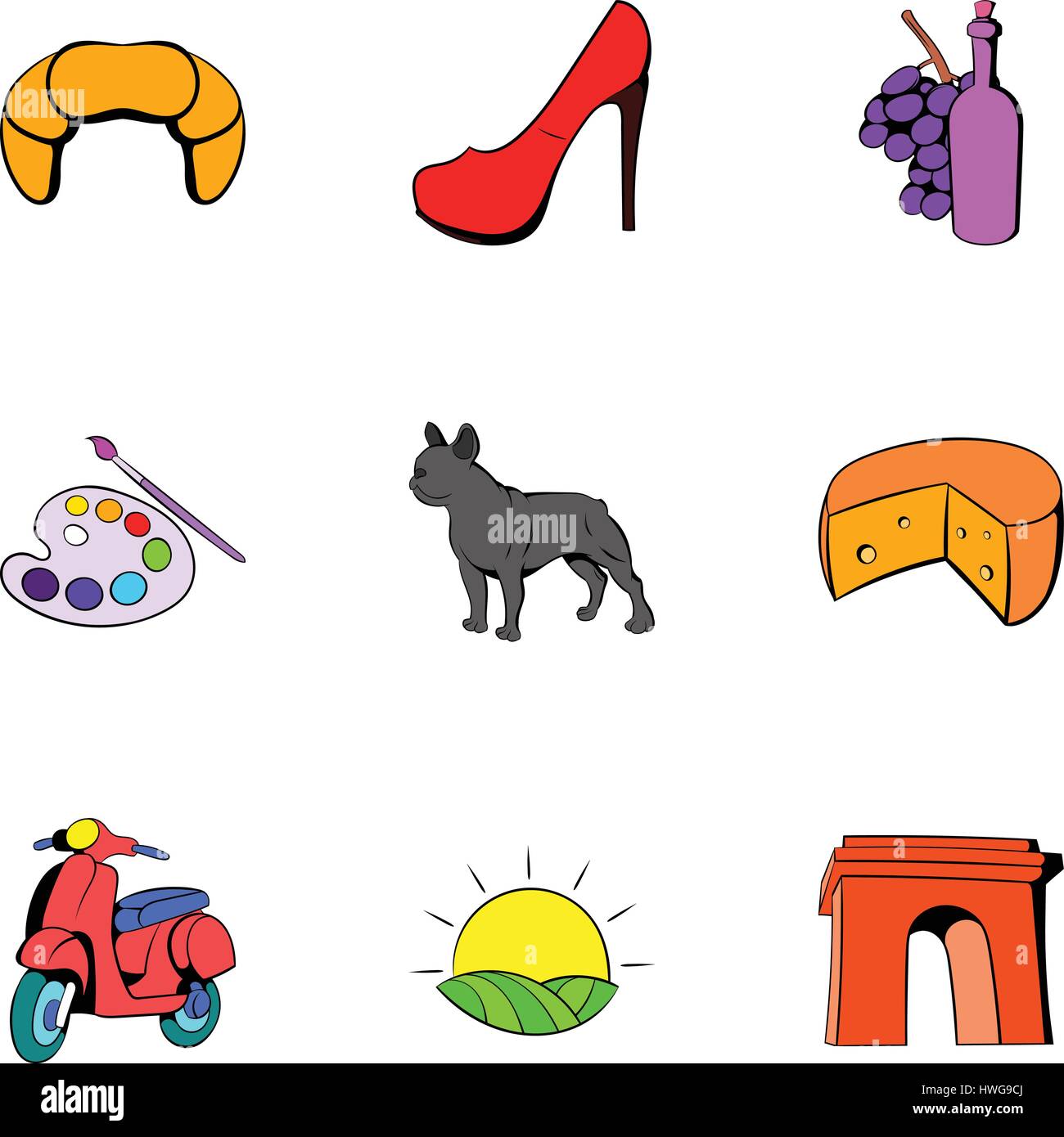 French symbol icons set, cartoon style Stock Vector Image & Art - Alamy