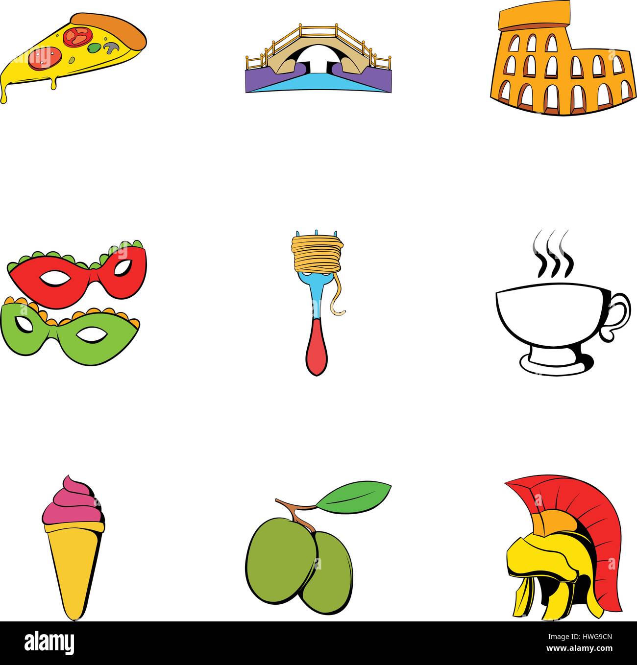 Italy icons set, cartoon style Stock Vector Image & Art - Alamy