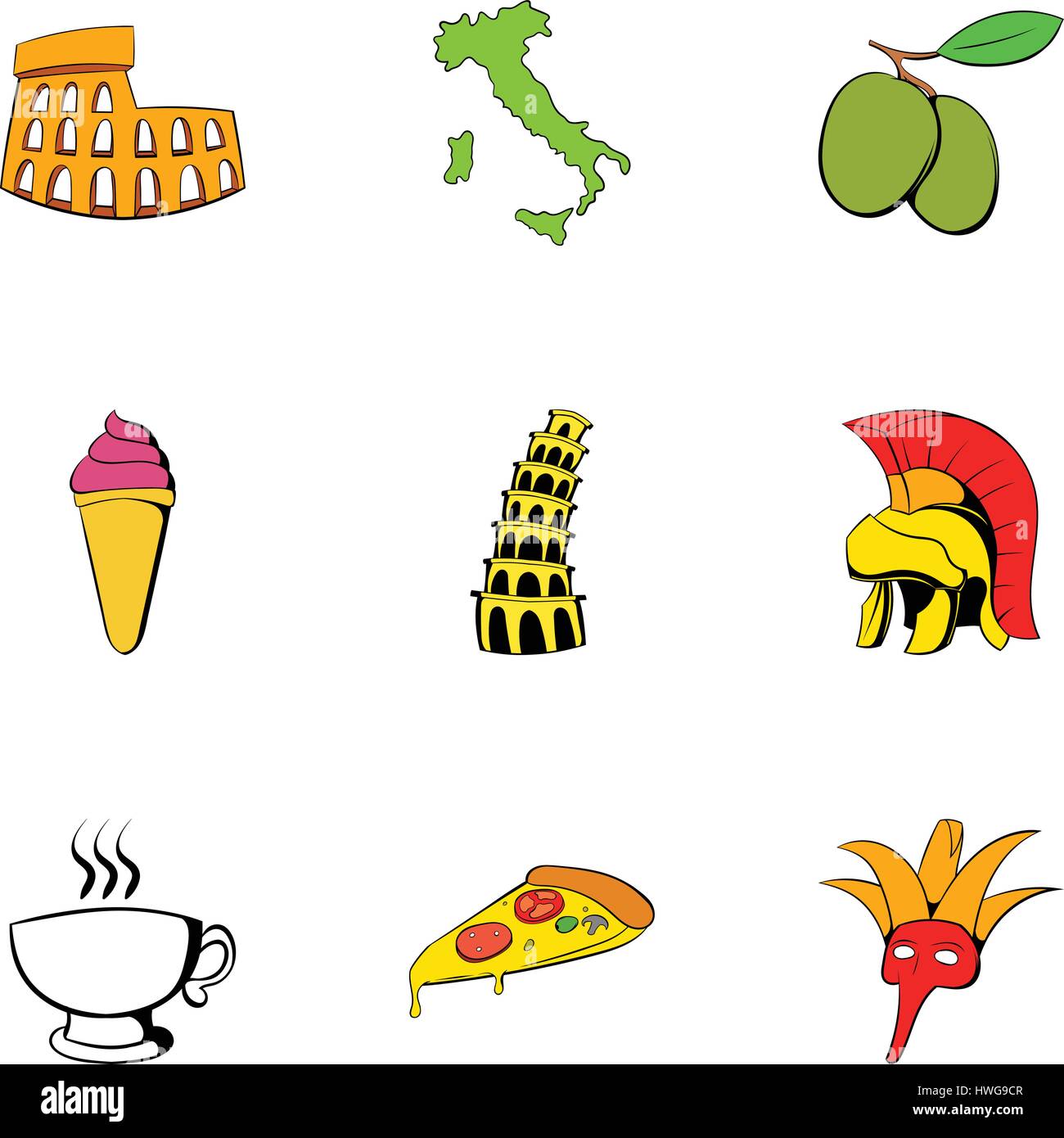 Italians icons set, cartoon style Stock Vector Image & Art - Alamy