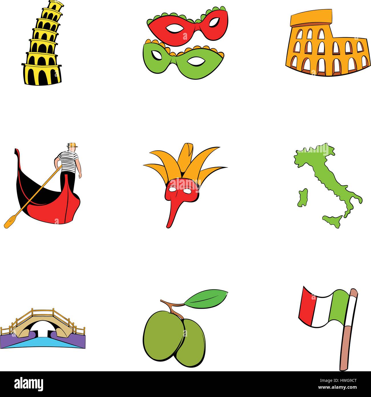 Country italy icons set, cartoon style Stock Vector Image & Art - Alamy