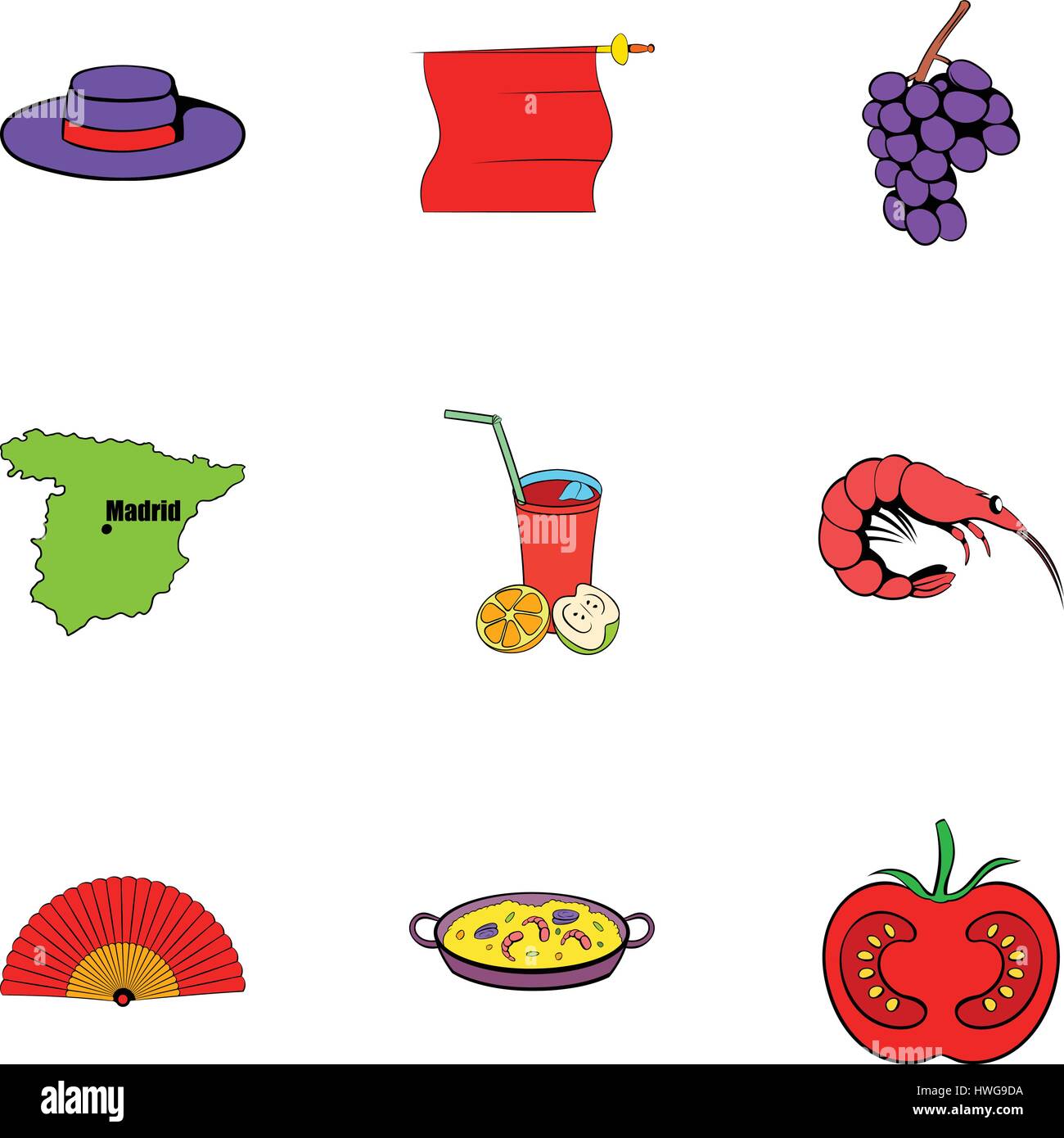 Spain icons set, cartoon style Stock Vector Image & Art - Alamy