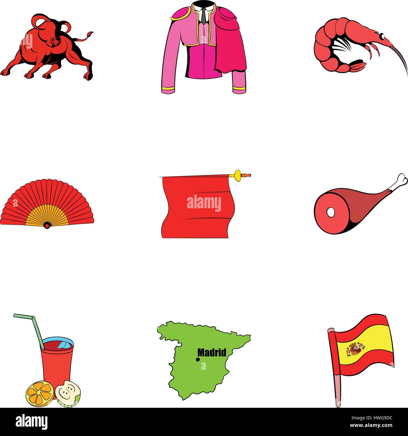 Spanish icons set, cartoon style Stock Vector Image & Art - Alamy