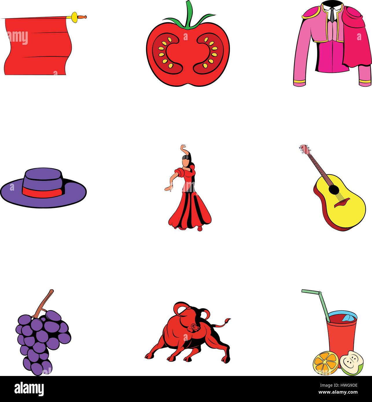 Country of spain icons set, cartoon style Stock Vector Image & Art - Alamy