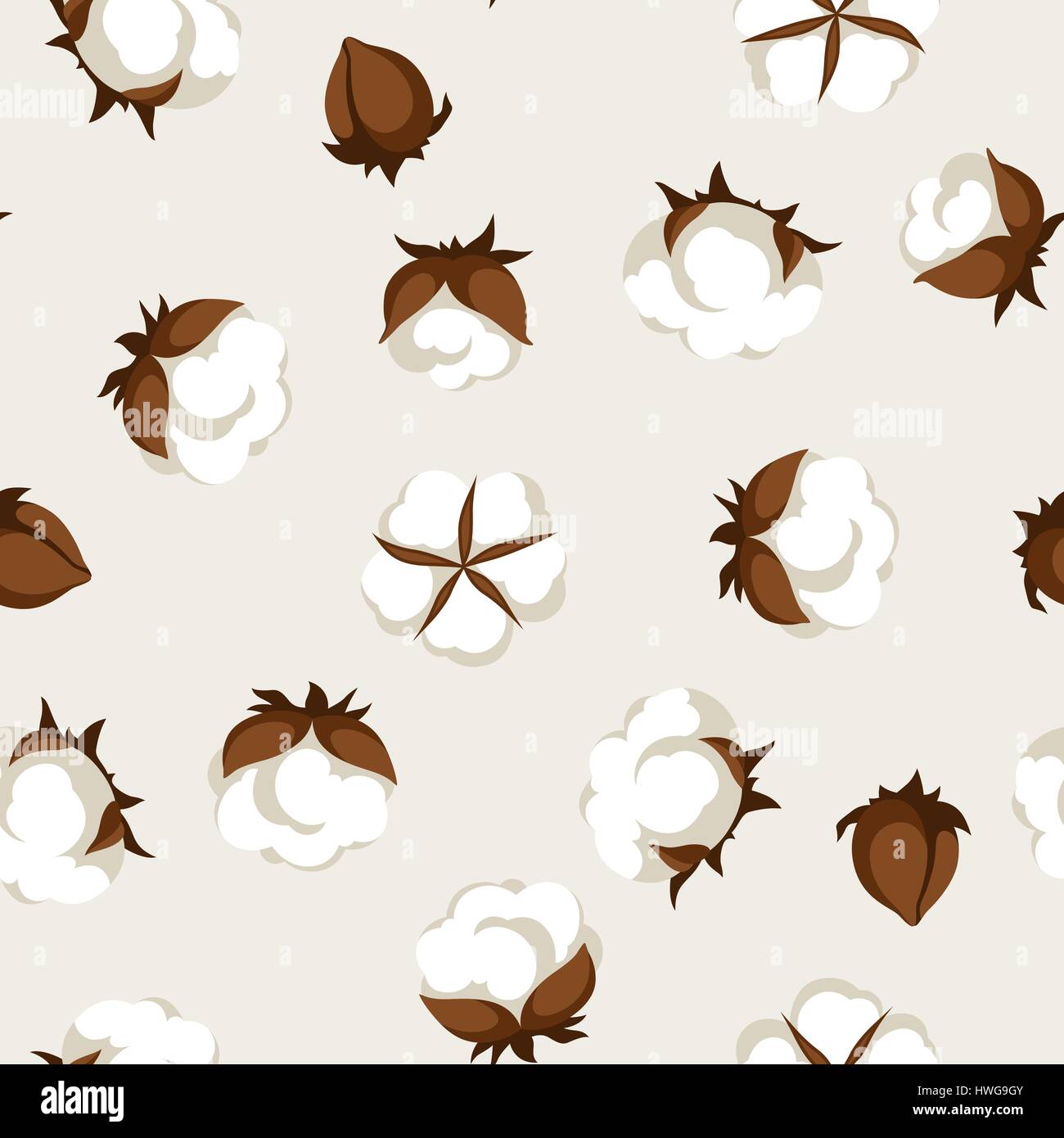 Seamless pattern with cotton bolls. Stylized illustration Stock Vector ...