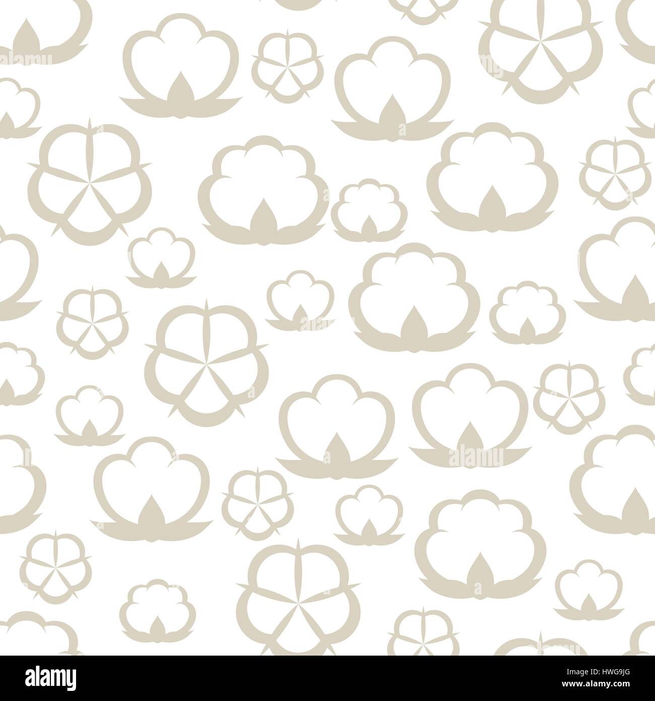Seamless pattern with cotton bolls. Stylized illustration Stock Vector ...