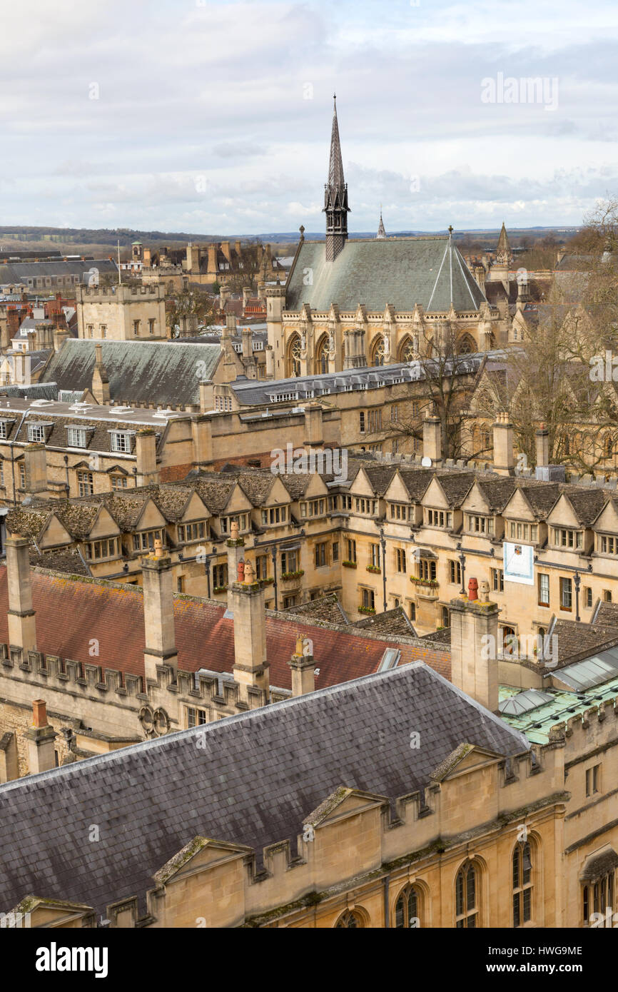 Oxford University buildings seen from the tower of the University ...