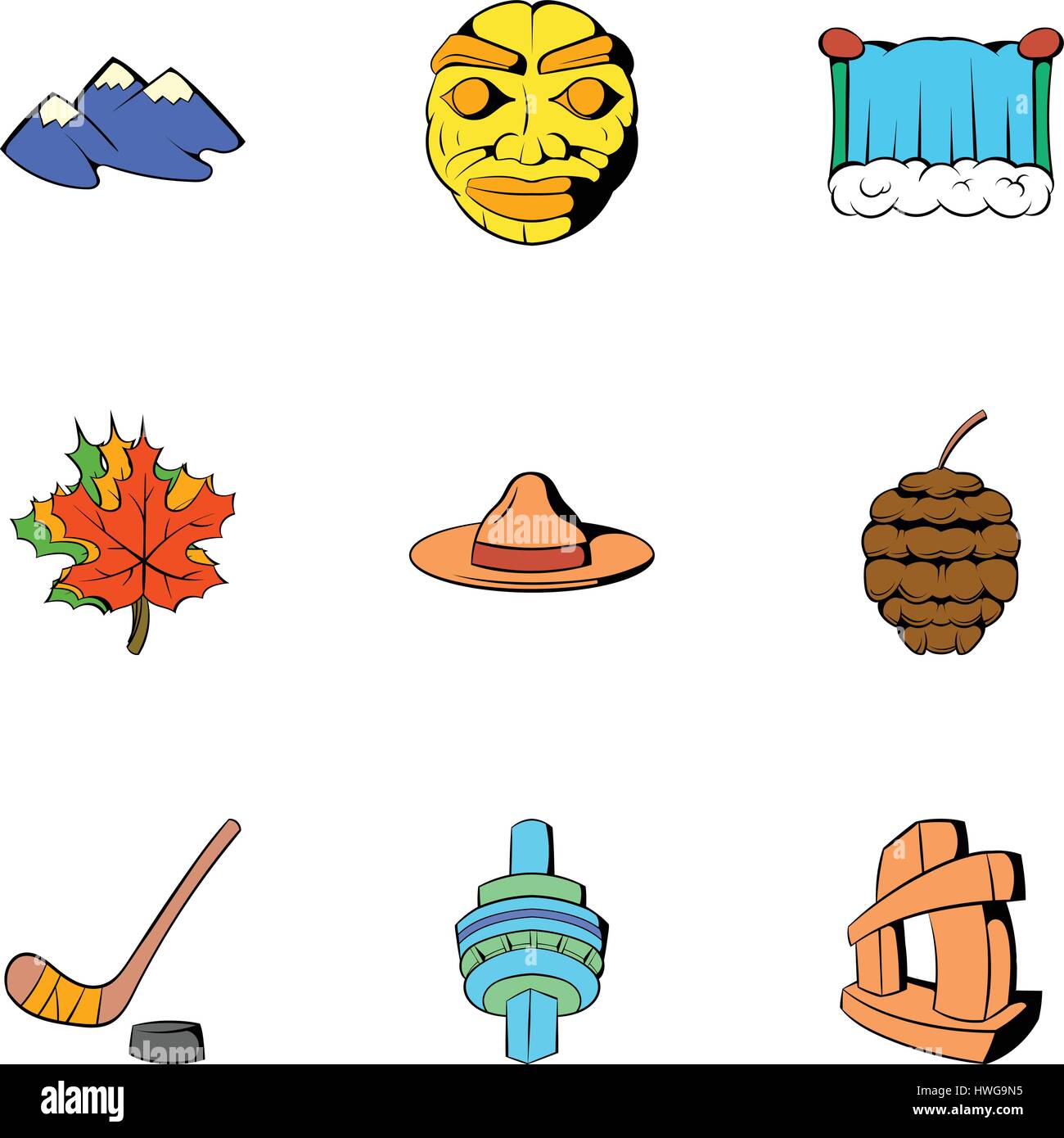 Canadian culture icons set, cartoon style Stock Vector Image & Art - Alamy