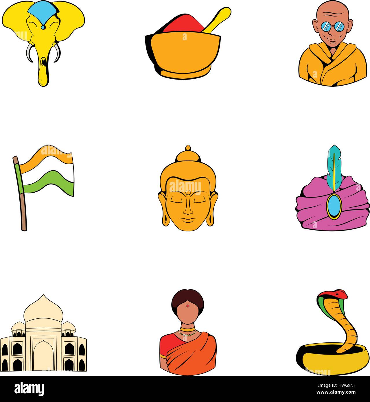 India icons set, cartoon style Stock Vector Image & Art - Alamy