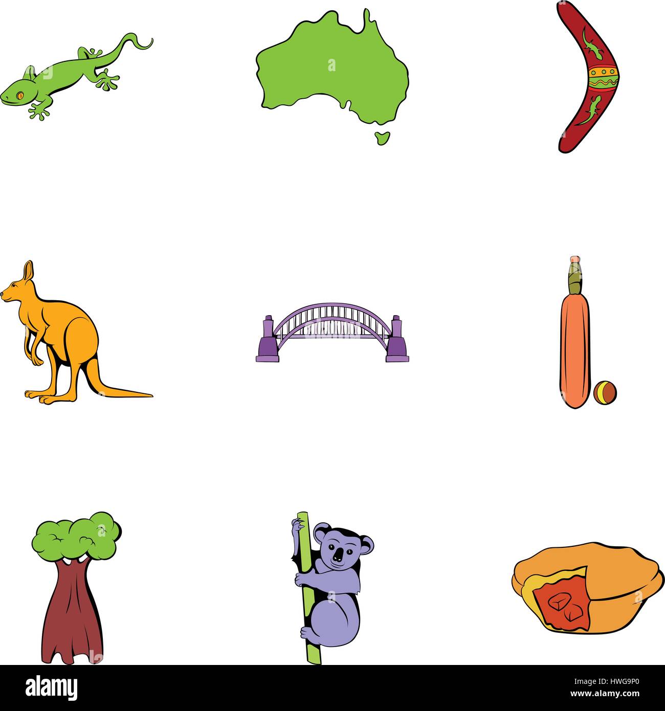 Australia icons set, cartoon style Stock Vector Image & Art - Alamy