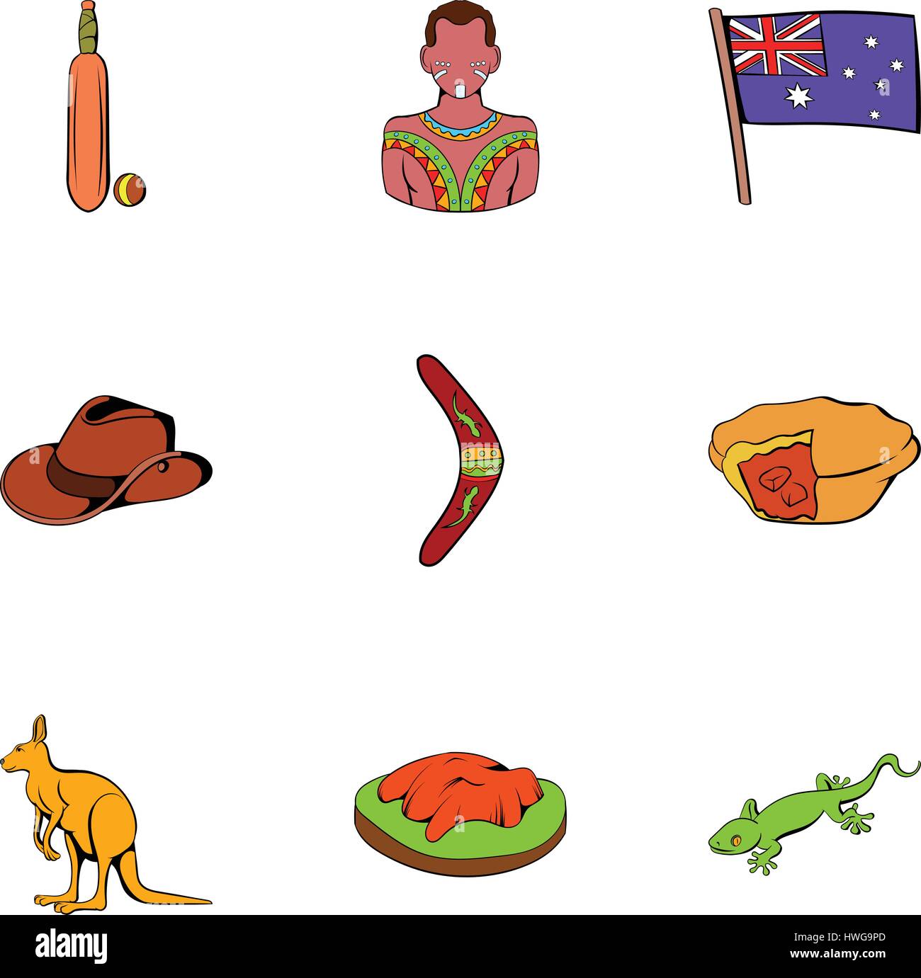 Australian travel icons set, cartoon style Stock Vector Image & Art - Alamy