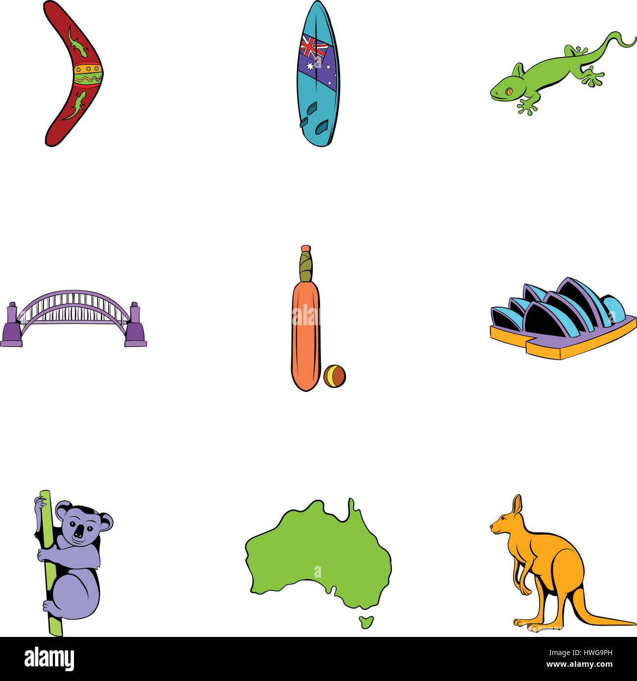Australian continent icons set, cartoon style Stock Vector Image & Art ...
