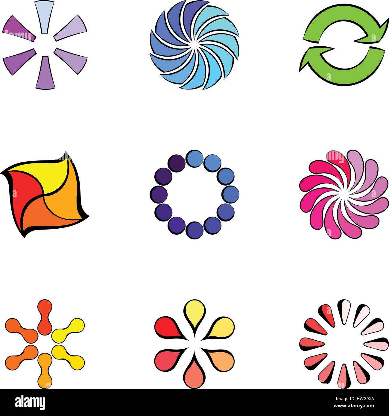 Round figures icons set, cartoon style Stock Vector Image & Art - Alamy