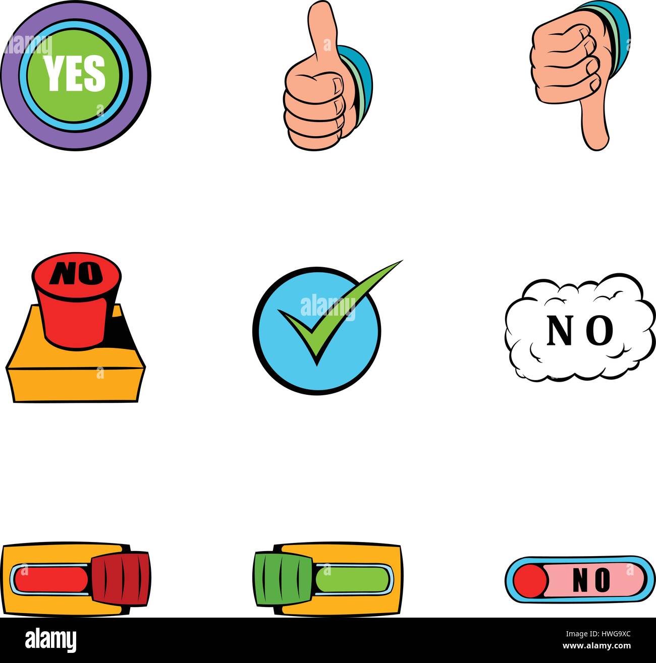 Yes gesture icons set, cartoon style Stock Vector Image & Art - Alamy