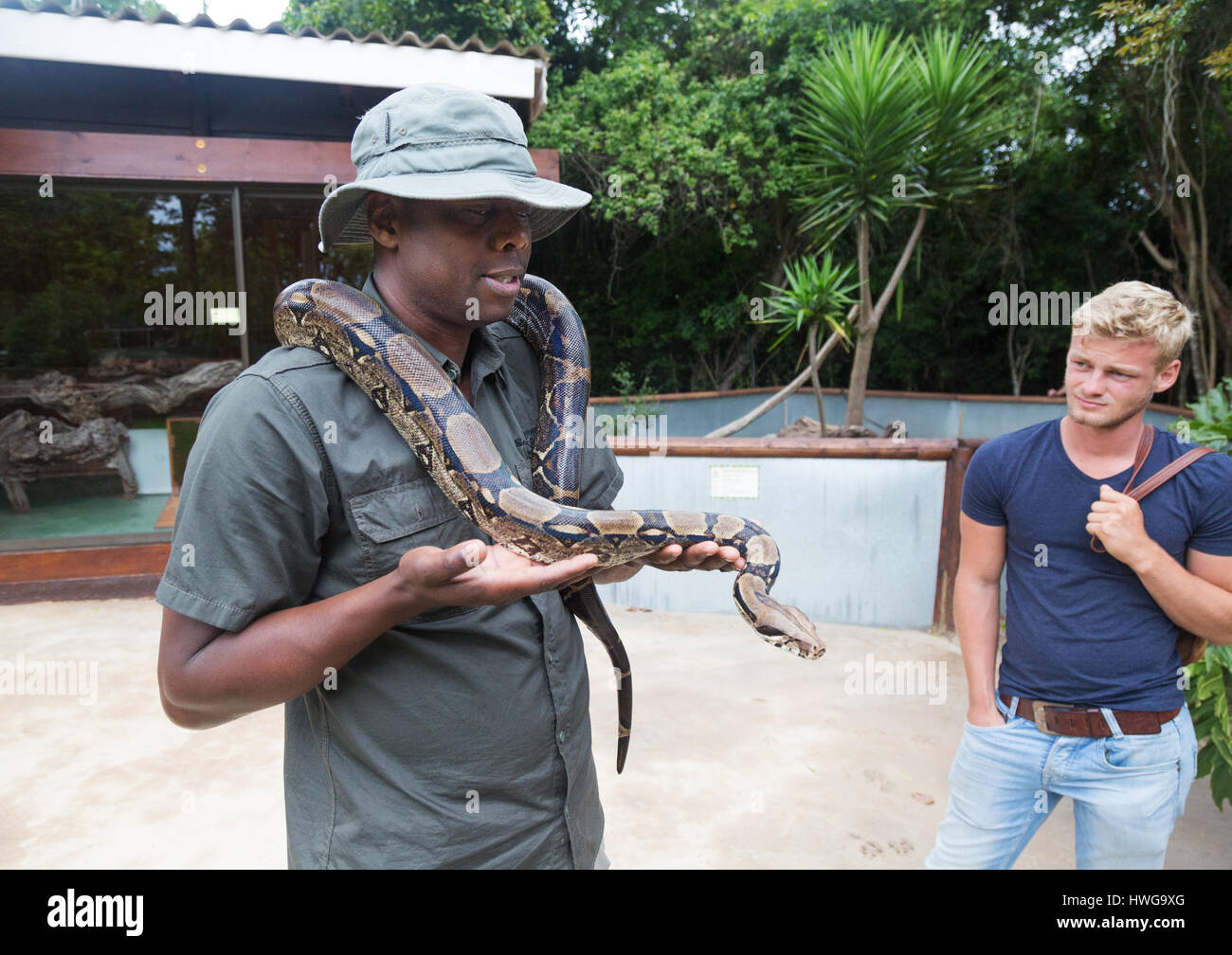 South Africa Tourism - Snake Handler, boa constrictor and tourist ...