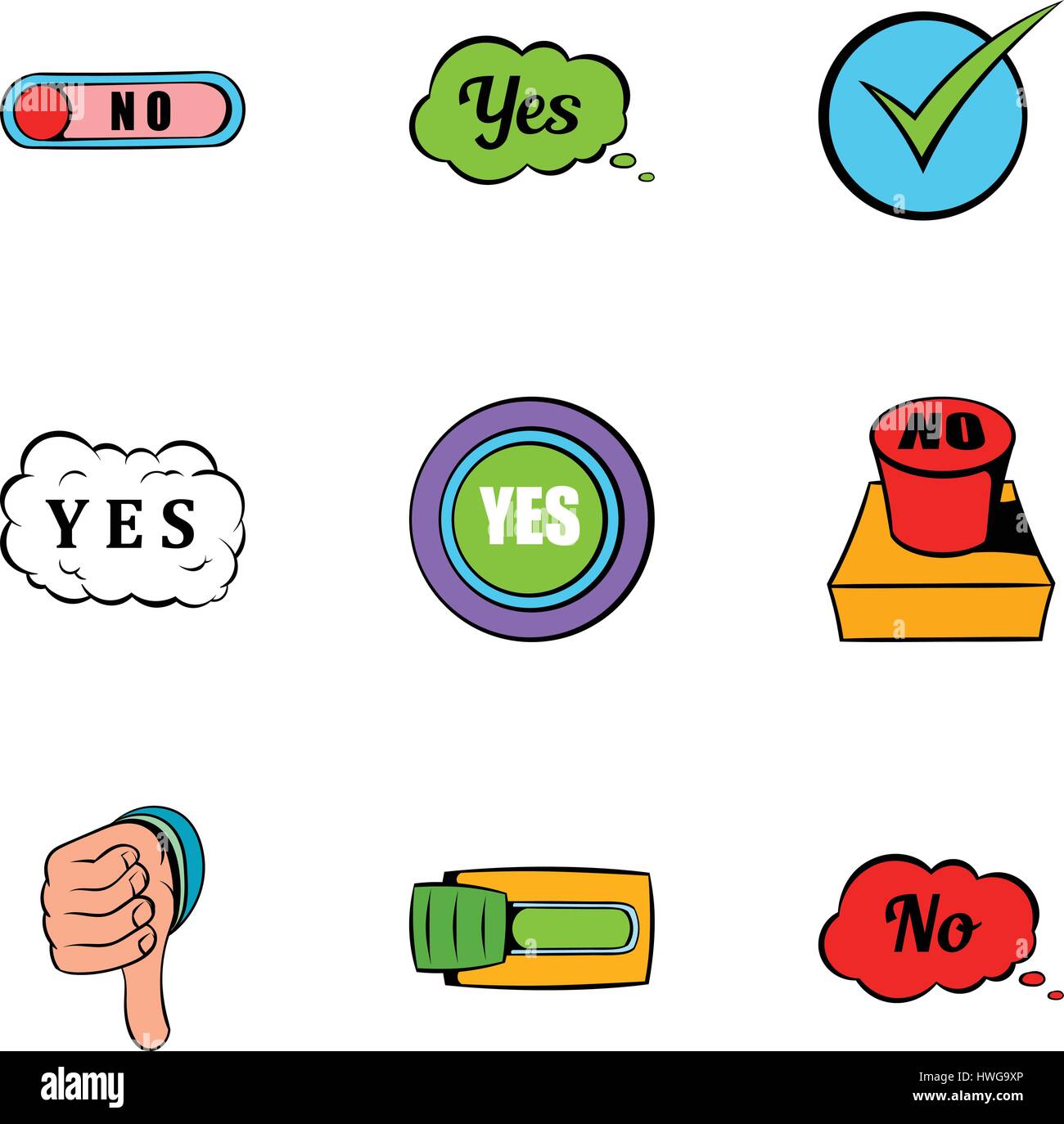 Button yes icons set, cartoon style Stock Vector Image & Art - Alamy