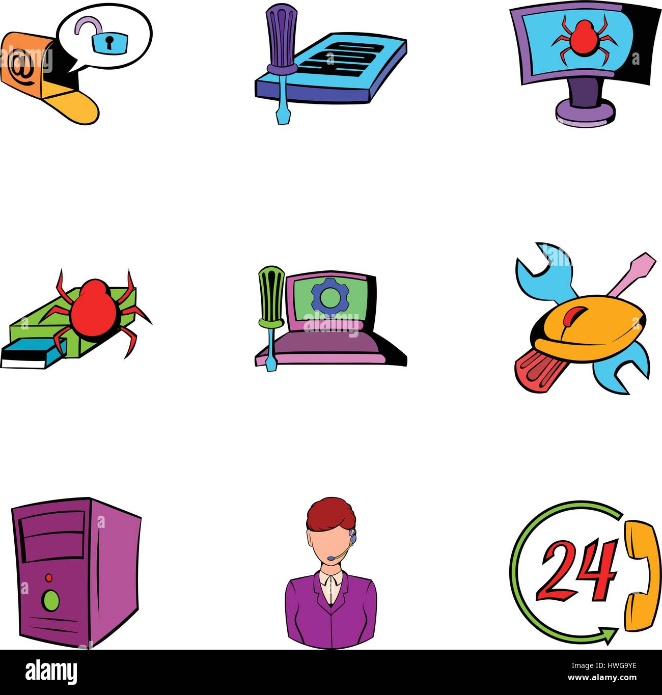Virus icons set, cartoon style Stock Vector Image & Art - Alamy