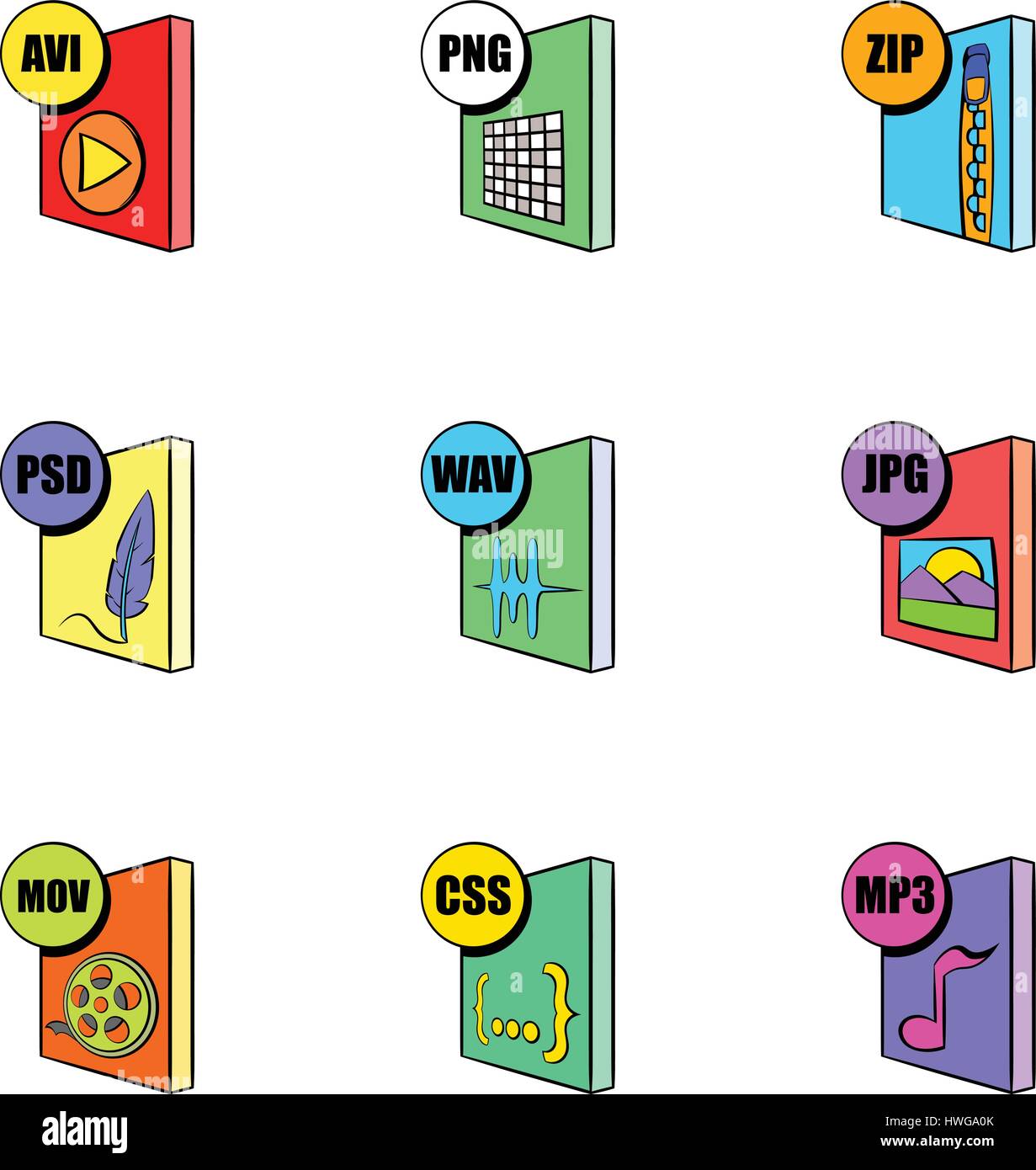 Multimedia file icons set, cartoon style Stock Vector Image & Art - Alamy