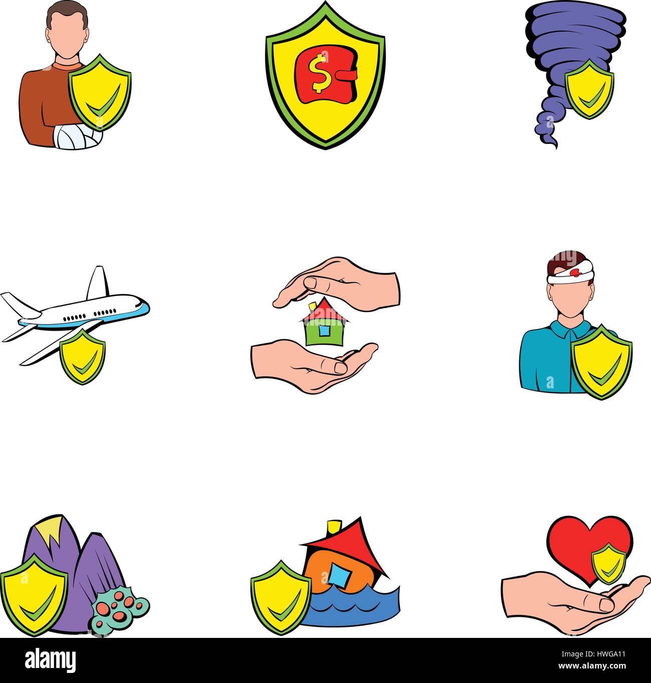 Insurance icons set, cartoon style Stock Vector Image & Art - Alamy