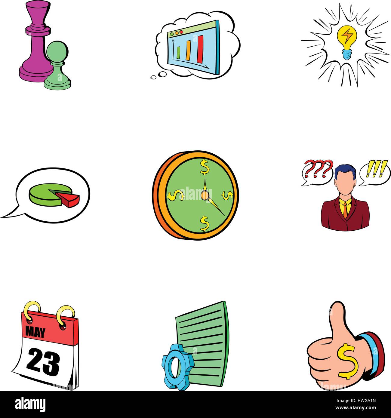 Office work icons set, cartoon style Stock Vector Image & Art - Alamy