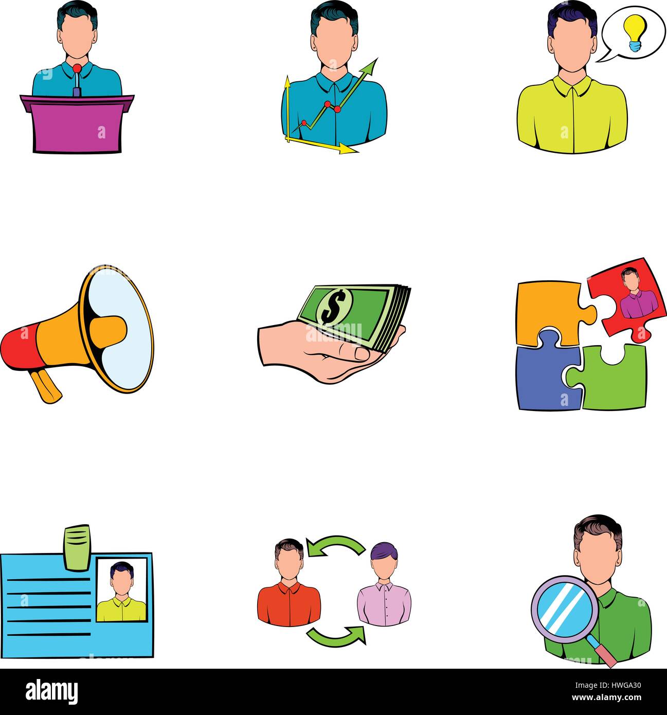 Business interview icons set, cartoon style Stock Vector Image & Art ...