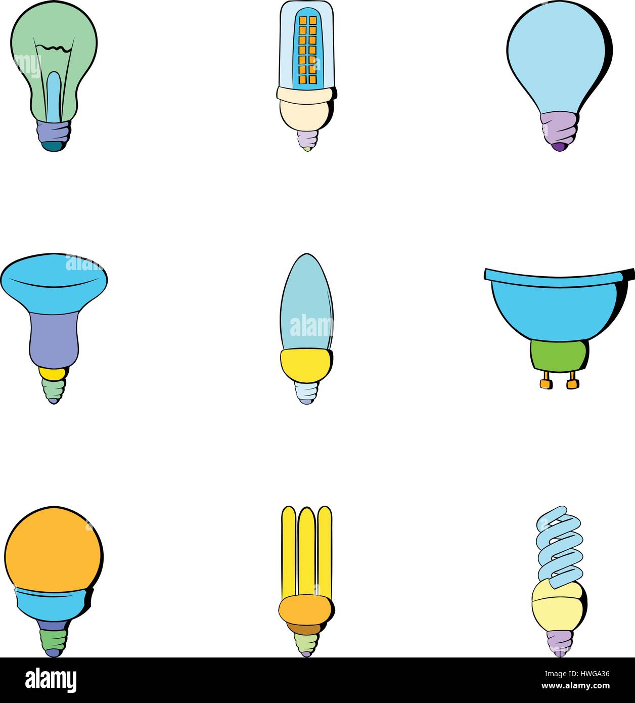 Bulb icons set, cartoon style Stock Vector Image & Art - Alamy