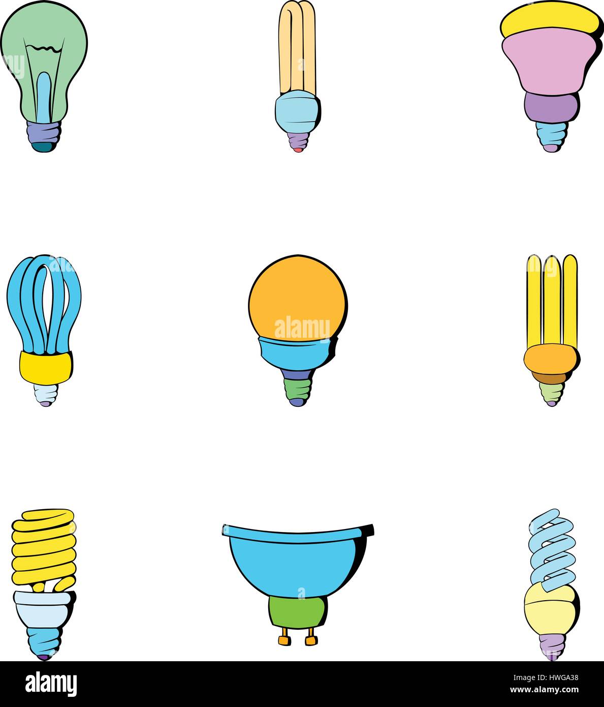 Halogen icons set, cartoon style Stock Vector Image & Art - Alamy