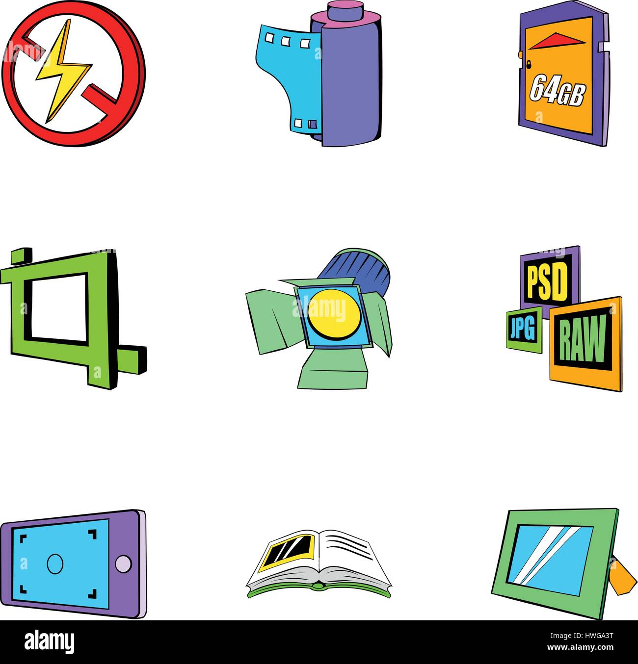Photography icons set, cartoon style Stock Vector Image & Art - Alamy
