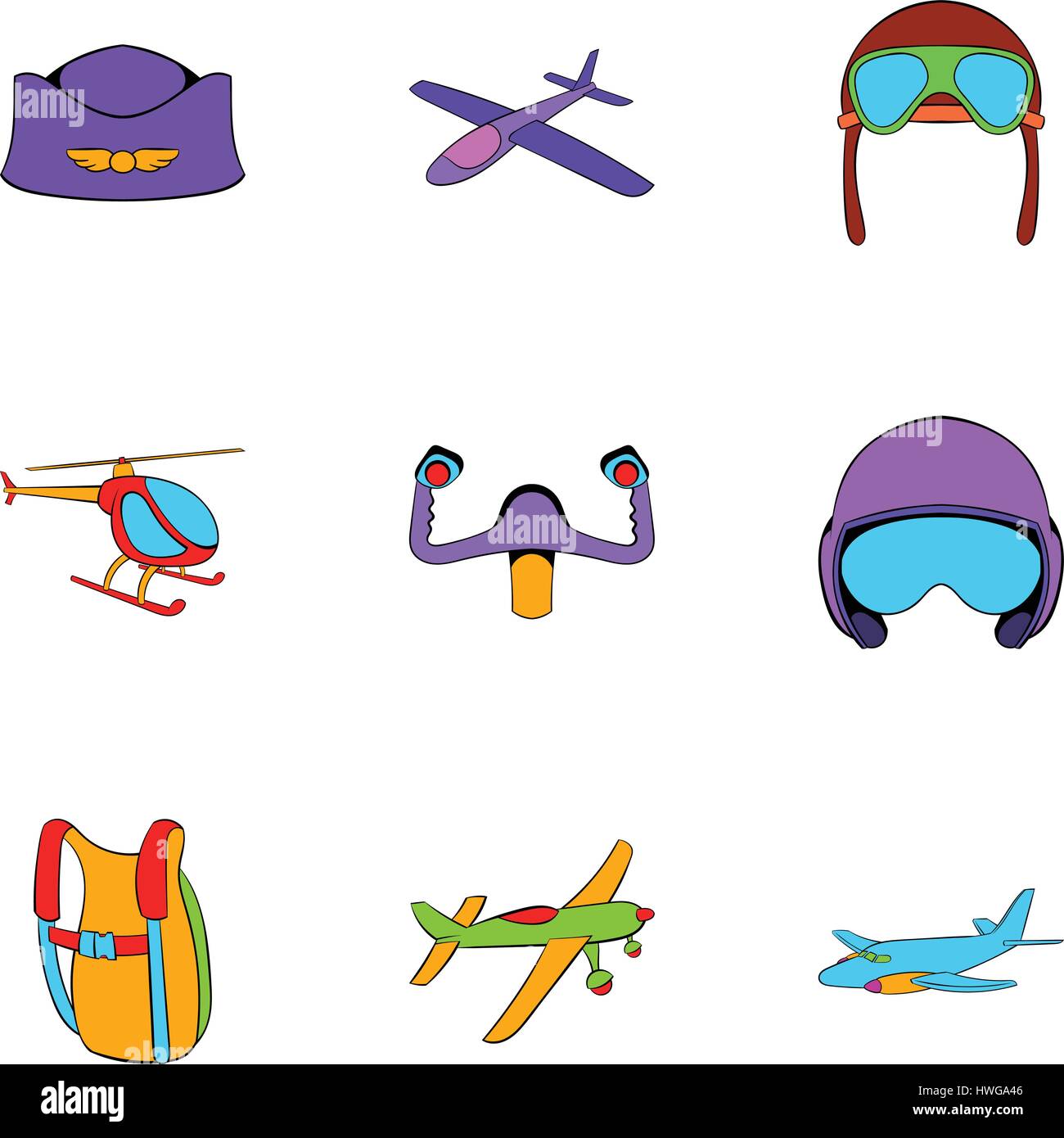Aircraft icons set, cartoon style Stock Vector Image & Art - Alamy