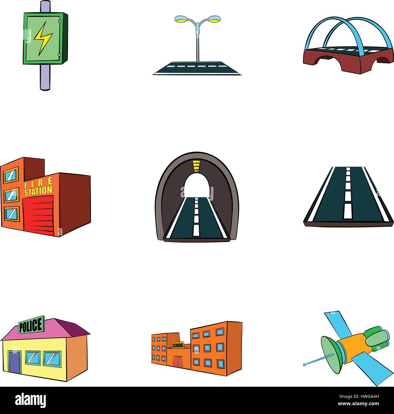 City construction icons set, cartoon style Stock Vector Image & Art - Alamy
