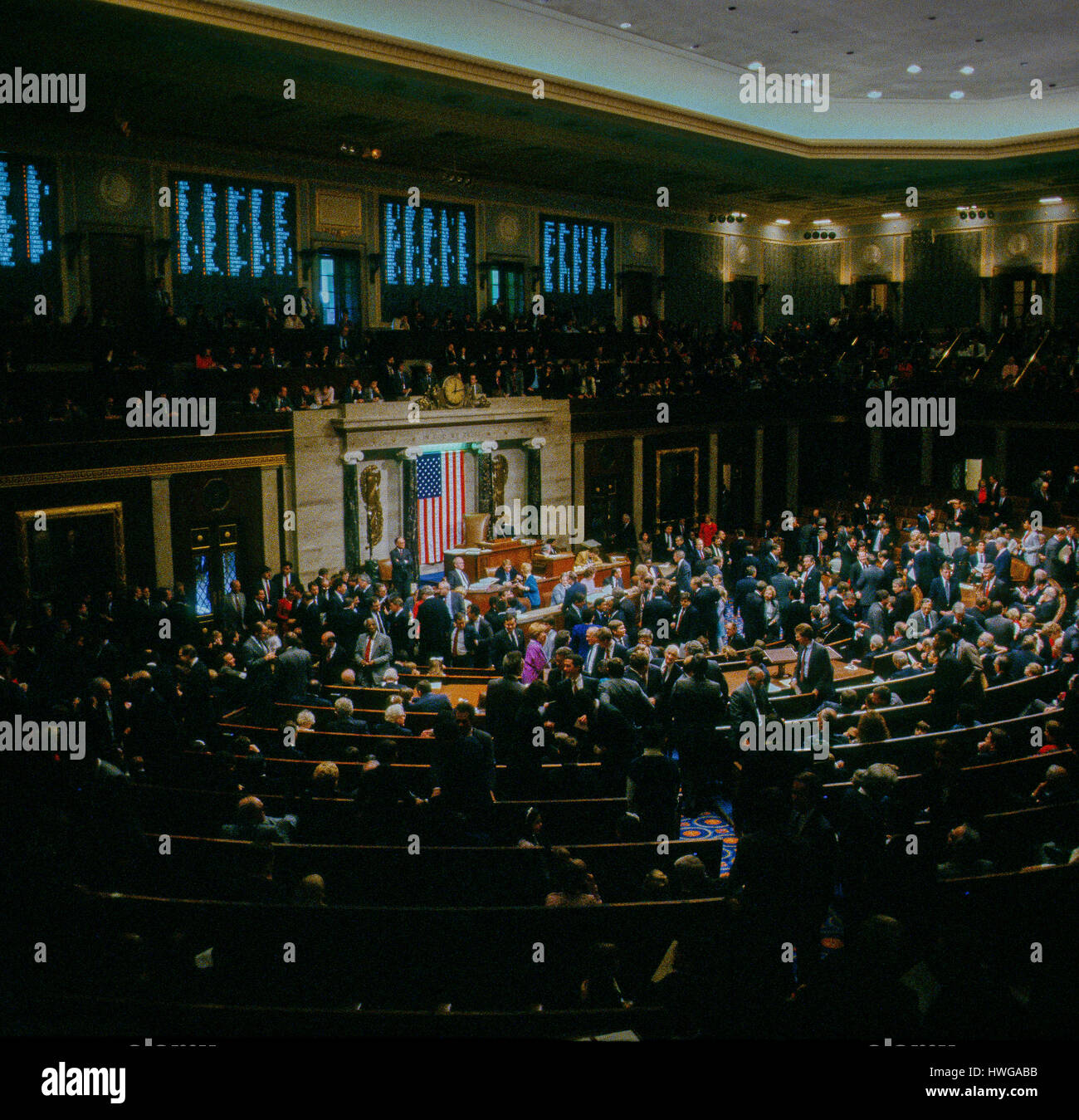 Overall view of the Great Hall as members of congress and their familes ...