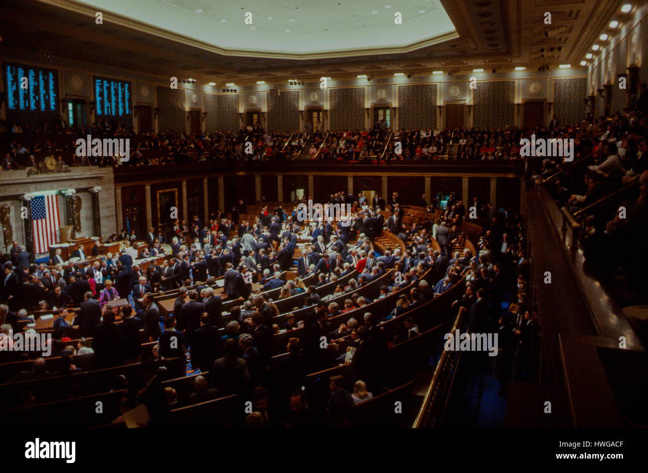 Overall view of the Great Hall as members of congress and their familes ...