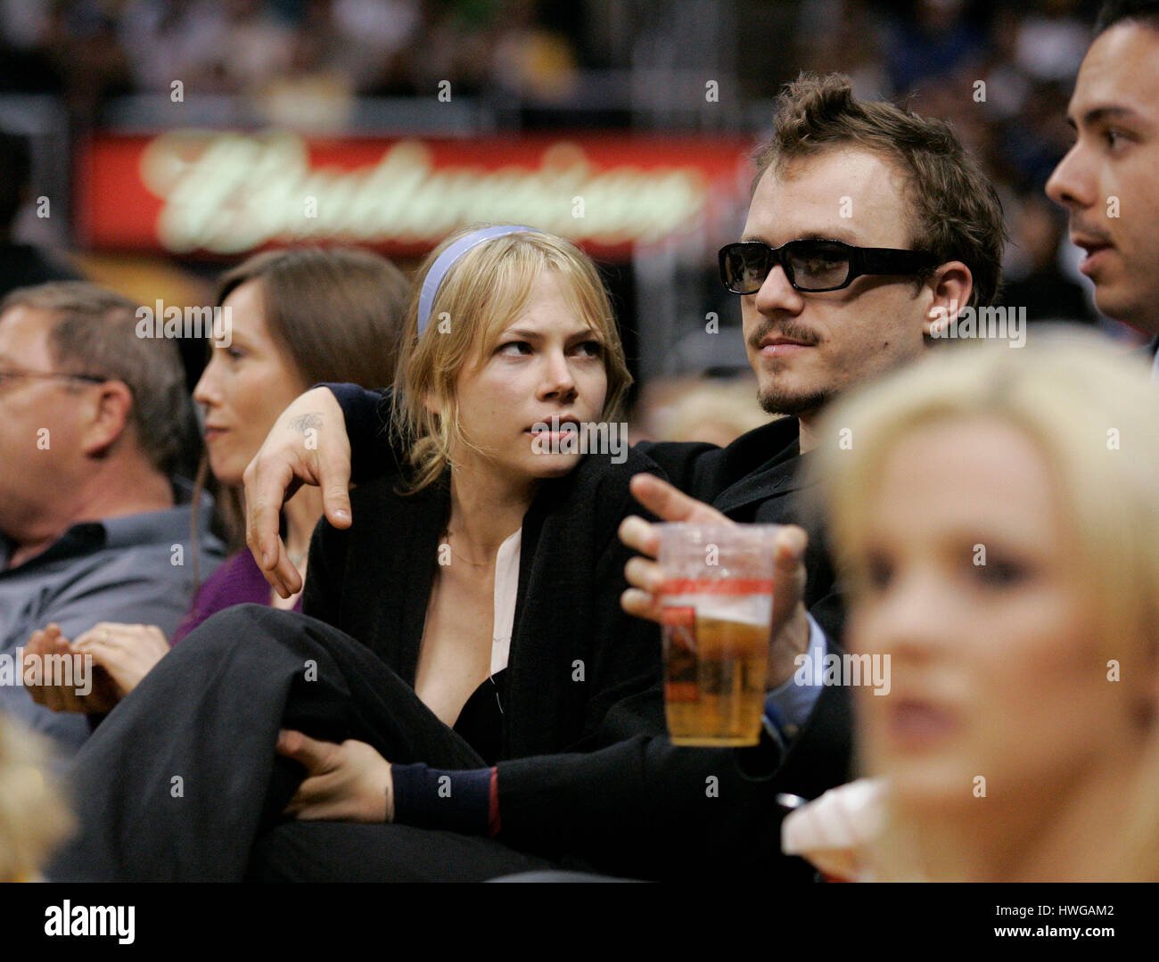 Australian actor Heath Ledger, right, and his girlfriend, actress ...