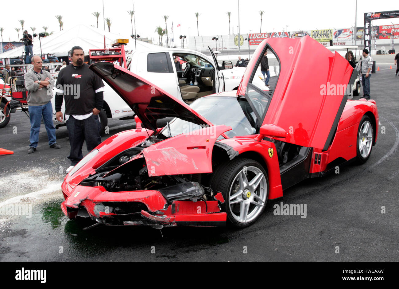 The remains of an $1 million USD Enzo Ferrari after Eddie Griffin ...