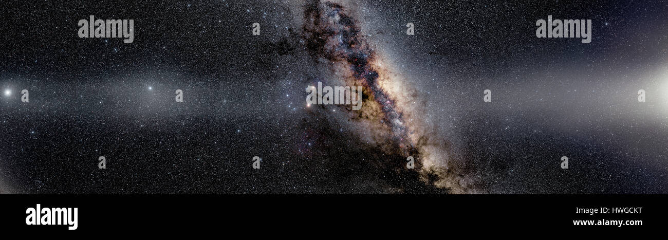 This image shows the centre of the Milky Way crossed by the glow of ...