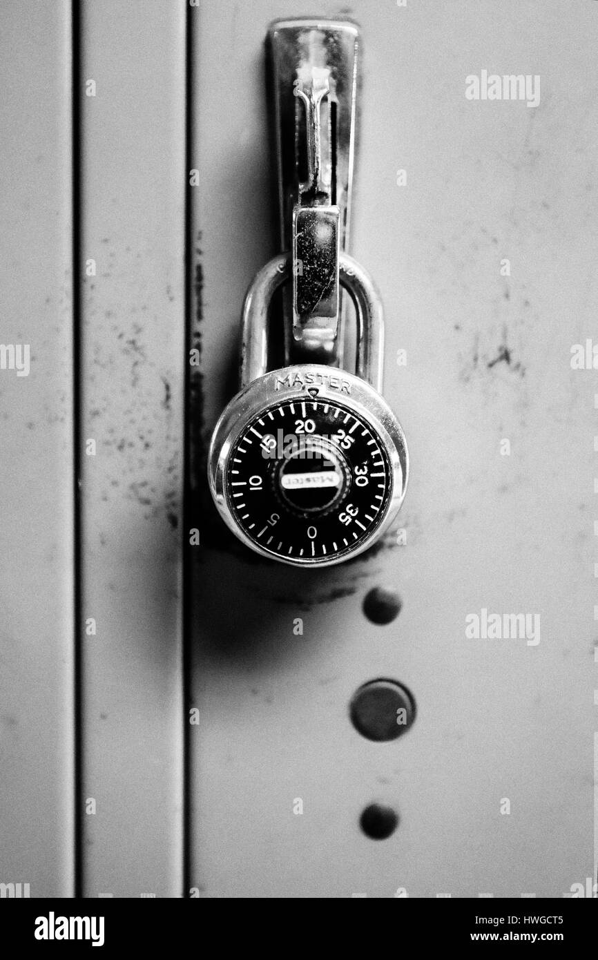 Black combination padlock on Black and White Stock Photos & Images - Alamy