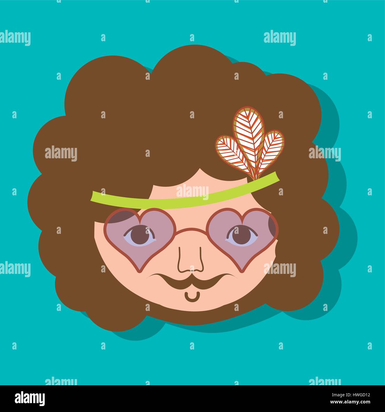 Hippie face man glasses hi-res stock photography and images - Alamy