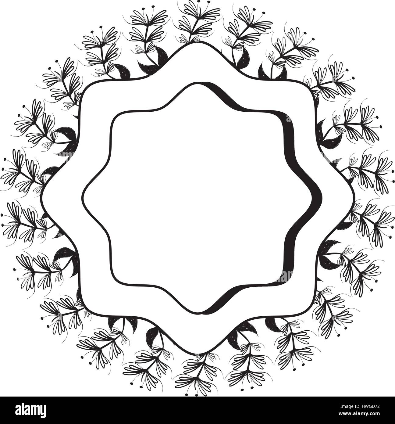 rustic star sign with plants decoration Stock Vector Image & Art - Alamy