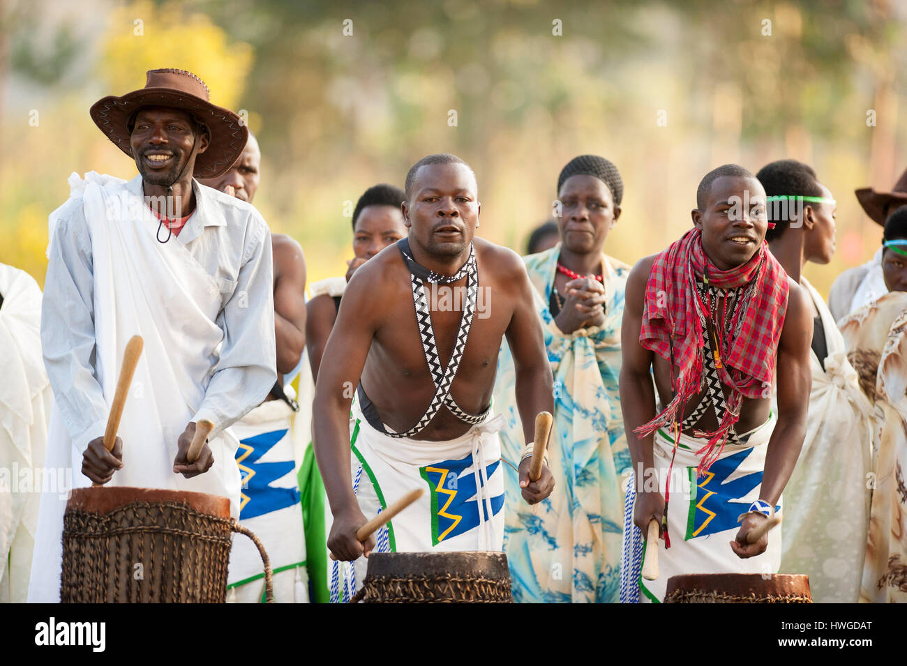 Dancers performing traditional Rwandan dance before trekking for ...