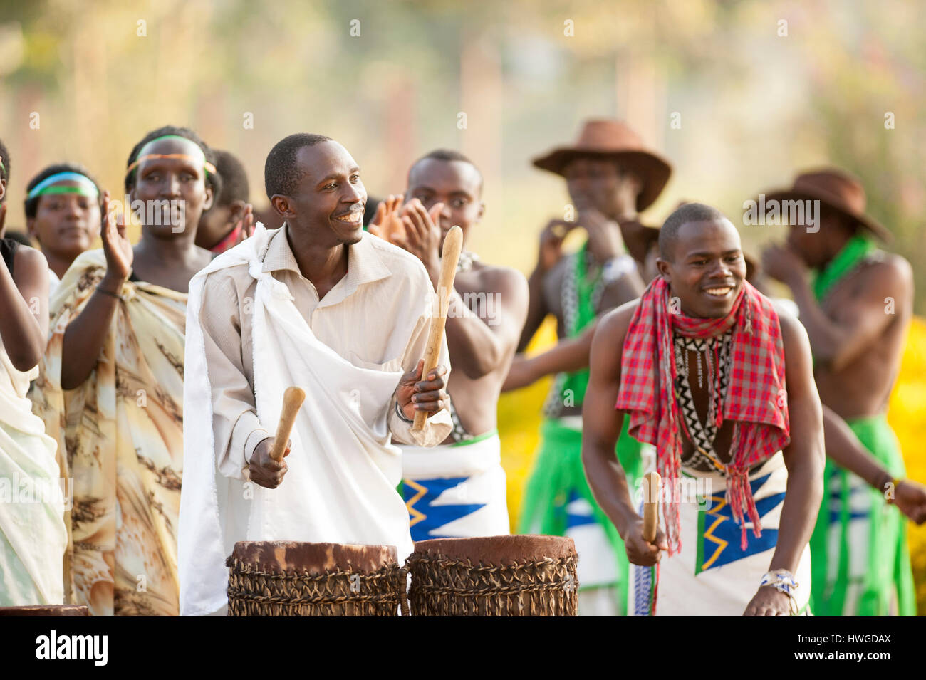 Dancers performing traditional Rwandan dance before trekking for ...