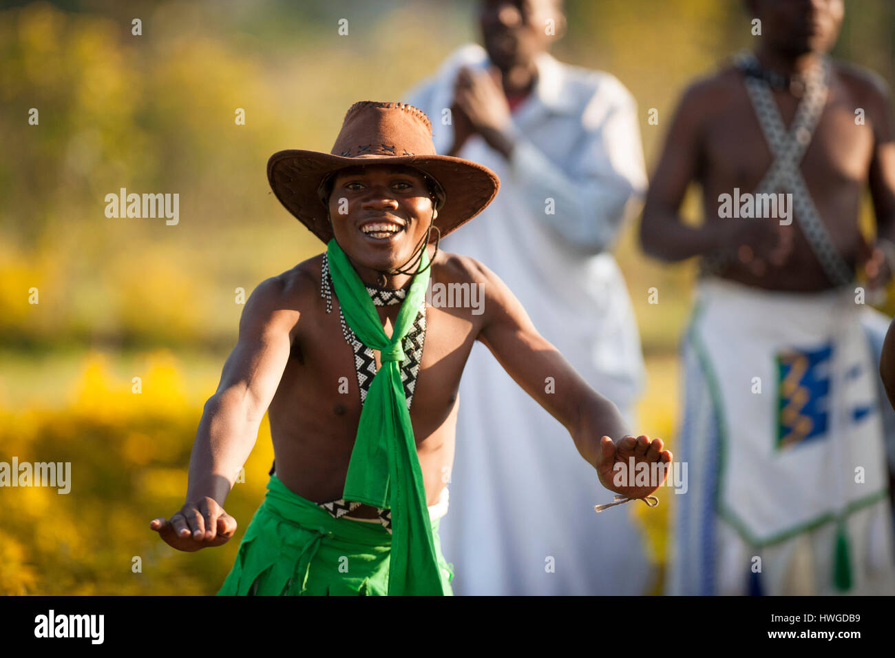 Dancers performing traditional Rwandan dance before trekking for ...