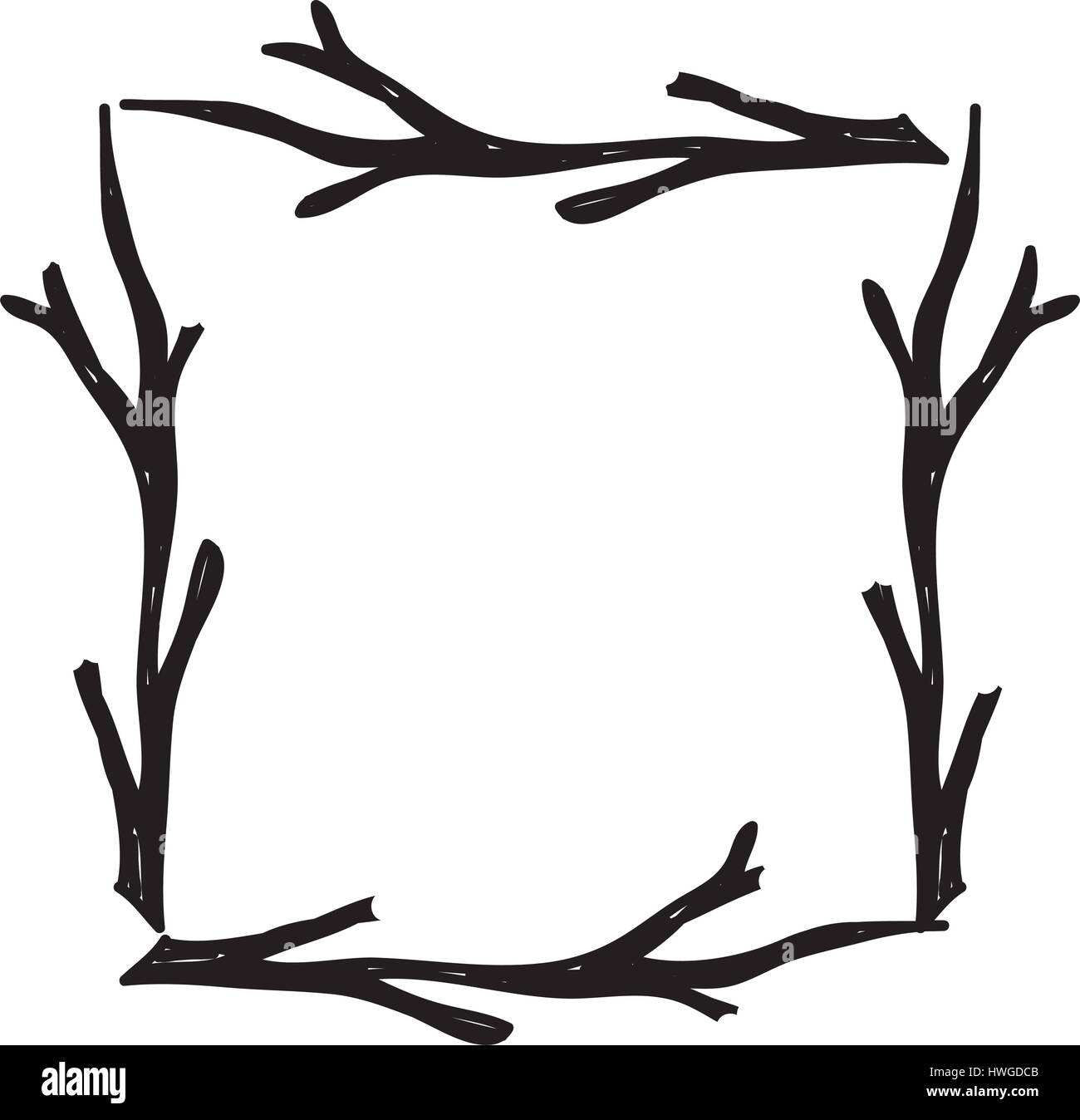 rustic square branches decoration Stock Vector Image & Art - Alamy
