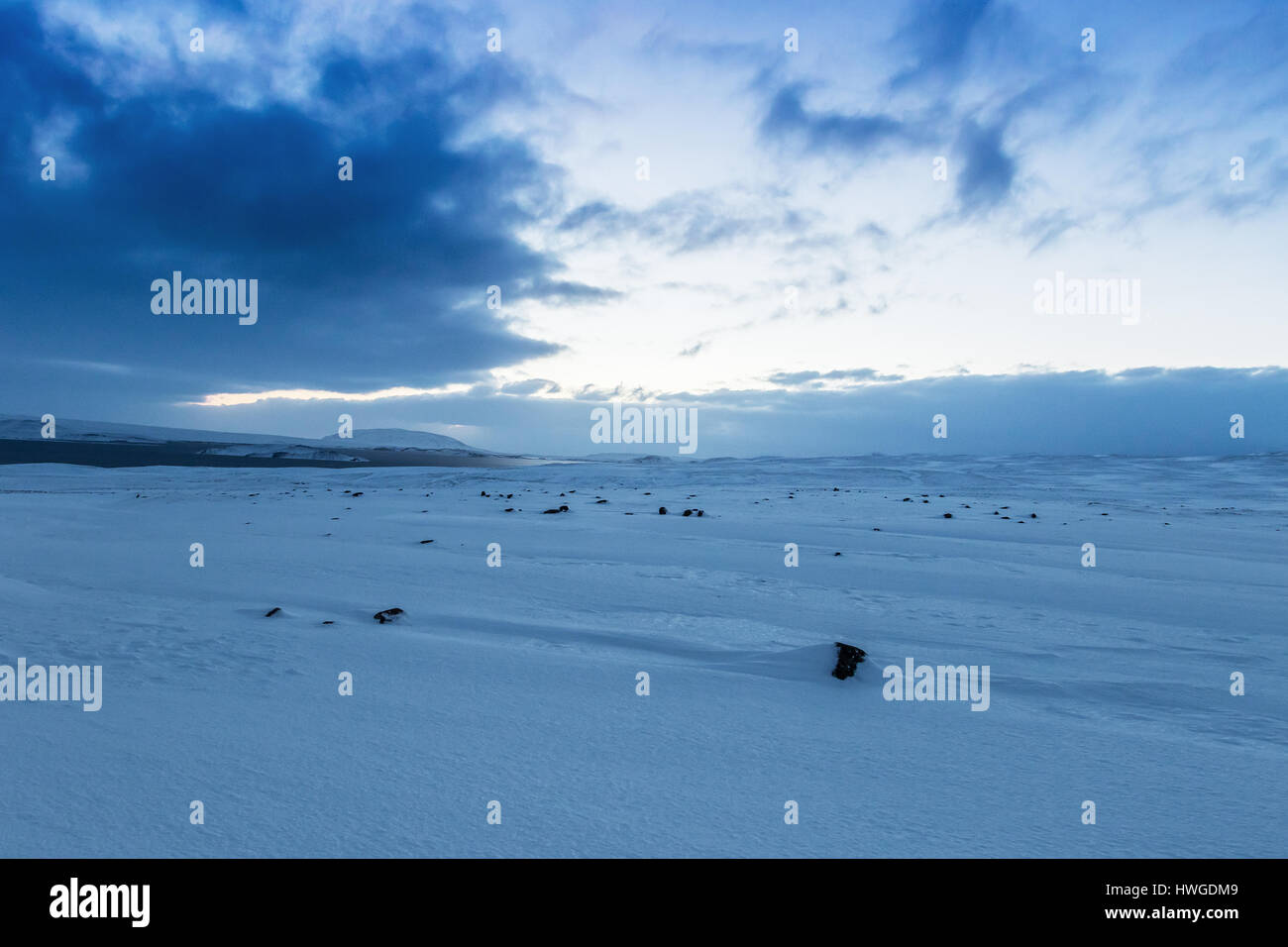 Beautiful winter landscape, windy and covered snow with beautiful sky ...