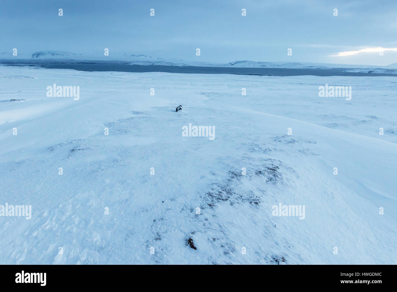 Beautiful winter landscape, windy and covered snow with beautiful sky ...